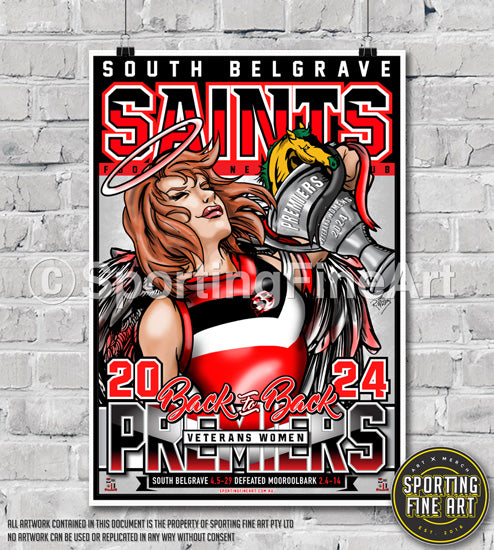 South Belgrave FC Vets Women's 2024 Premiership Poster — Sporting Fine Art