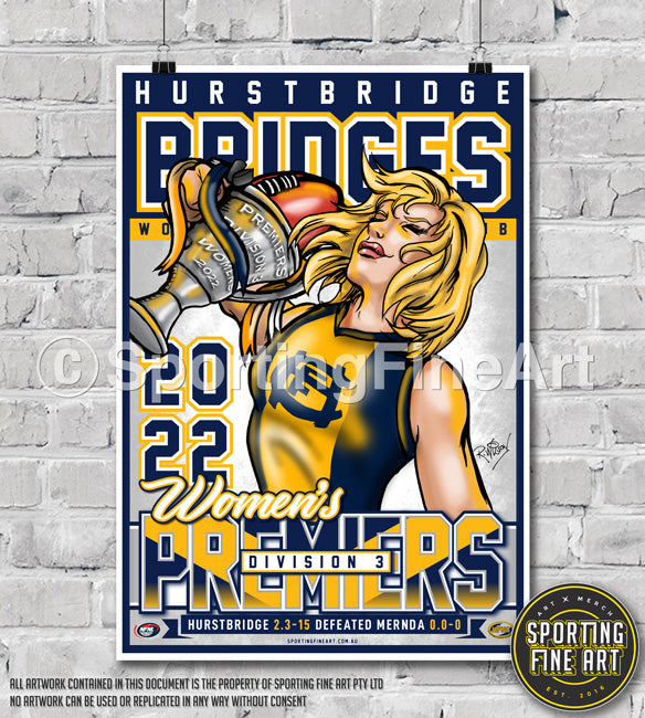 Hurstbridge FC 2022 Women's Premiership Poster — Sporting Fine Art