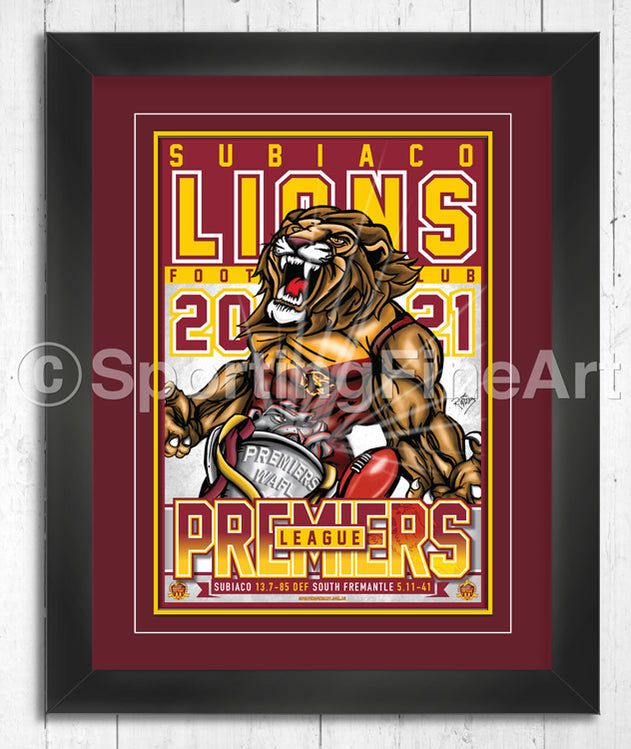 Subiaco Lions FC 2021 Premiership Poster — Sporting Fine Art
