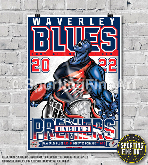 Waverley Blues FNC 2022 Premiership Poster — Sporting Fine Art